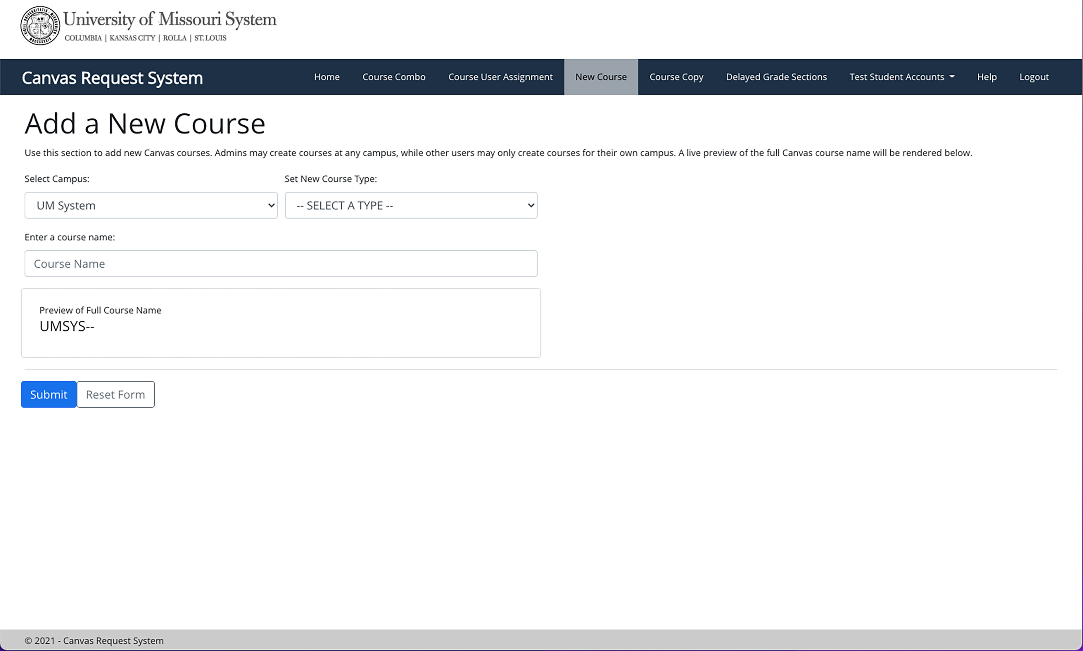 Using The Canvas Request System Missouri Online Teaching