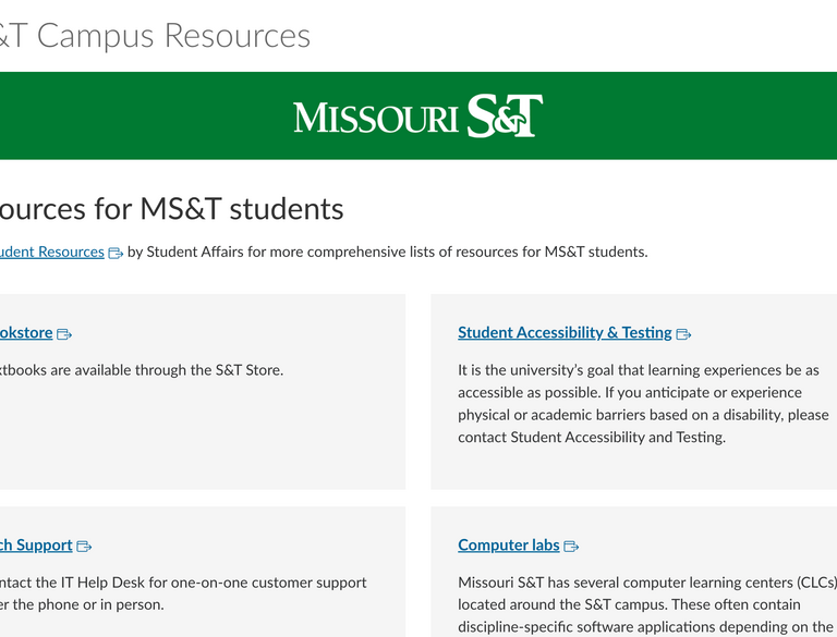 MS&T campus resources for students | Missouri Online: Teaching