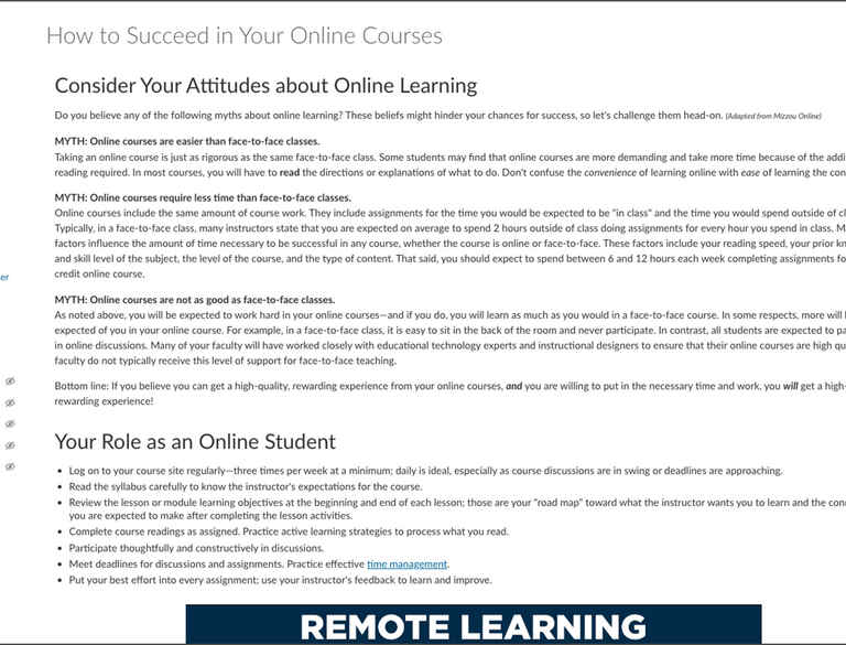 How to Succeed in Your Online Courses | Missouri Online: Teaching