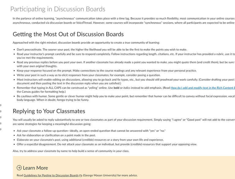 Participating in Discussion Boards | Missouri Online: Teaching