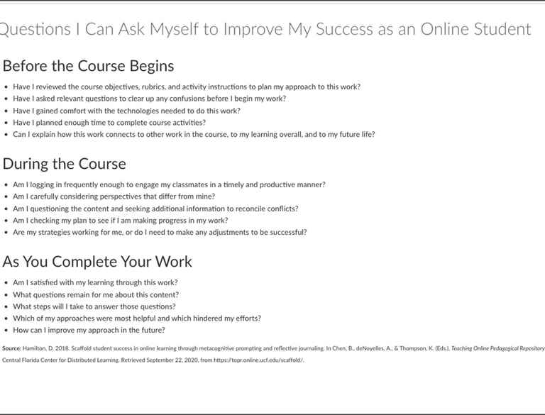 Questions I Can Ask Myself to Improve My Success as an Online Student ...